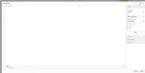 Dimensions & Measures in Project Gantt Chart for Qlik Sense (AnyGantt)